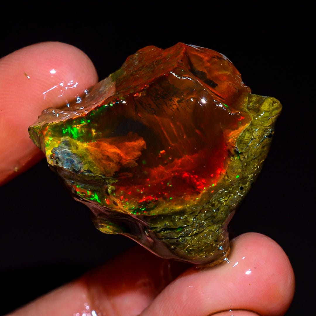Natural Welo Fire Opal, Flashy Fire, Specimens Ethiopian Opal Raw, Oil ...