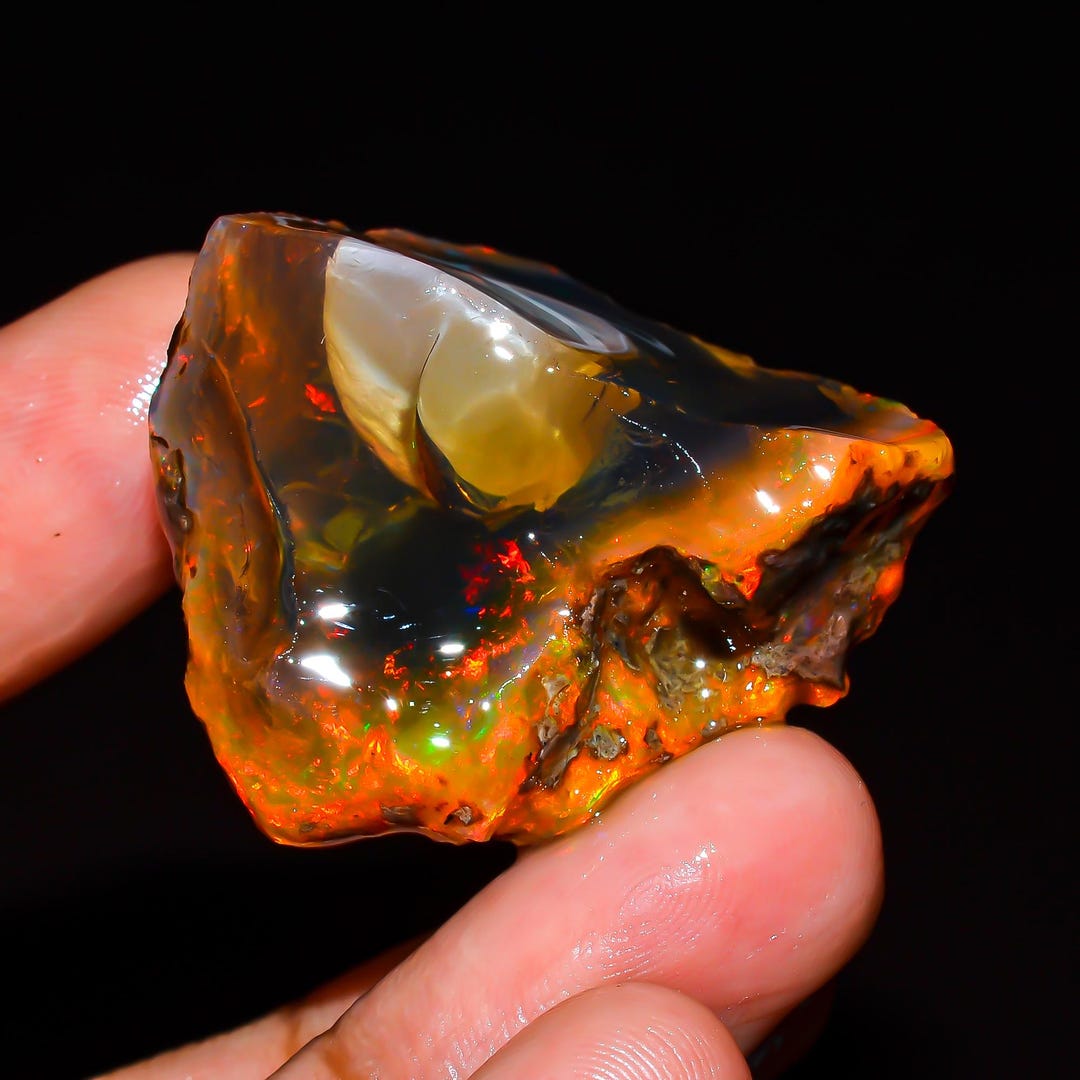 Natural Black Oil Opal Rough, Ethiopian Oily Opal Rough, Fire Opal ...