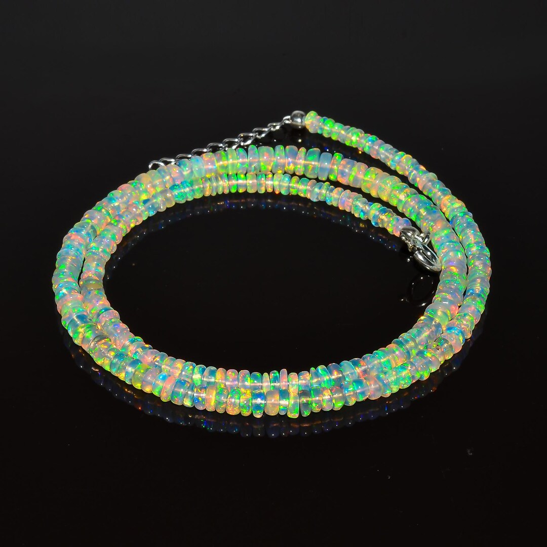 AAA Amazing Opal Necklace' Natural Ethiopian Fire Opal Necklace' Multi ...