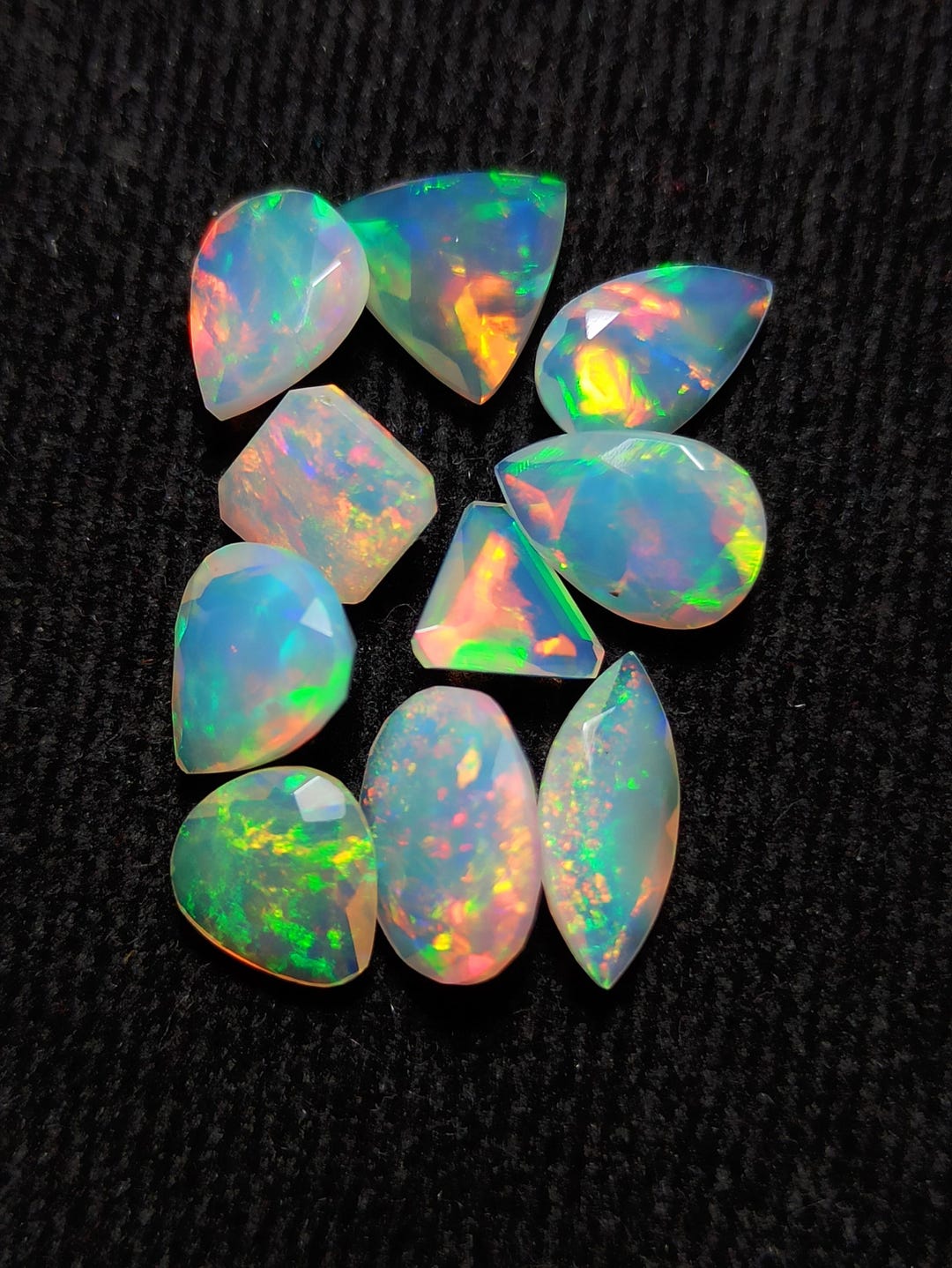 Ethiopian Opal Lot: Faceted Multi-shape Fire Opals, 7.45 CT (10 Pieces ...