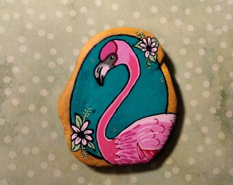Painted Flamingo Rock Painting - Etsy