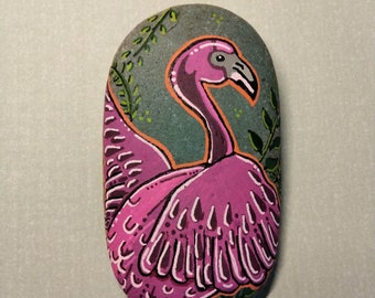A Rare Shaped Stone Transformed in a Pink Flamingo Rock Painting Art by ...