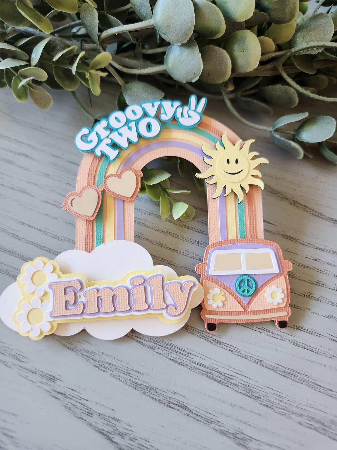 Two Groovy Cake Topper, Groovy ONE Birthday, Two Groovy Cake Topper ...