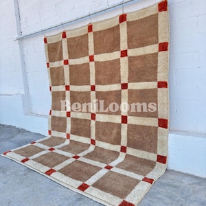 Rust Grid Check Rug - Etsy