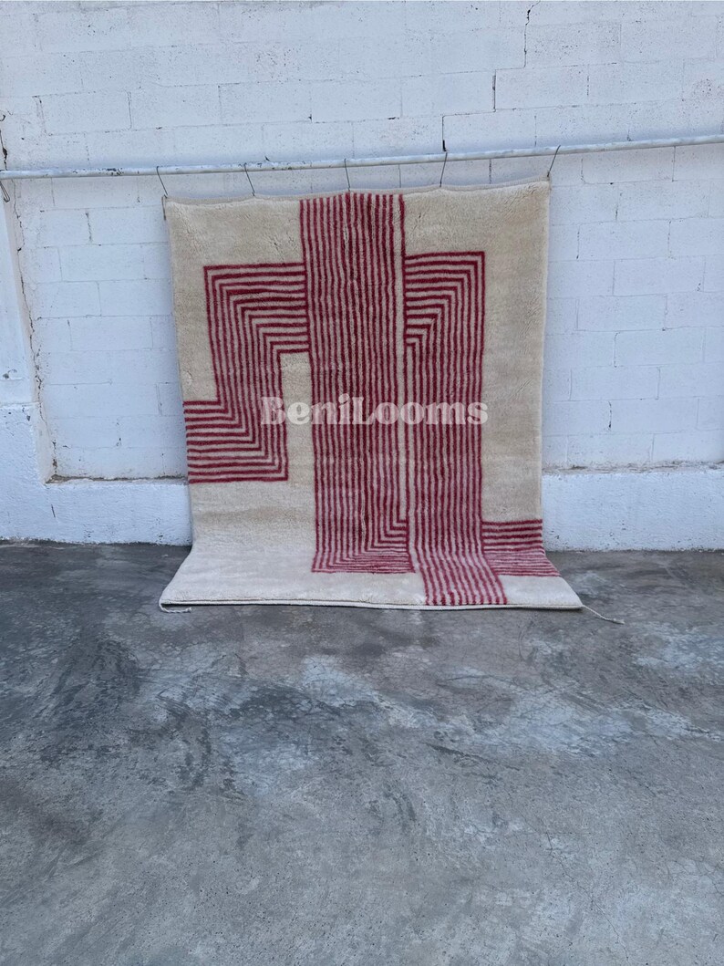 Geometric Beni Mrirt Wool Rug, Pink Moroccan Berber Carpet, Handmade ...