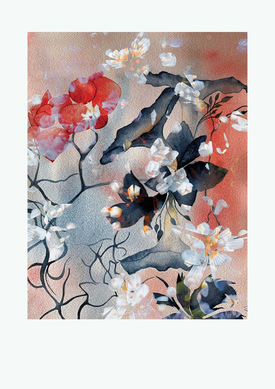 Art Print Painting Watercolor A3 Size - "méli Mélo of Flowers" - Etsy