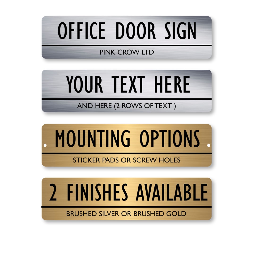 Personalised Metal Door Sign Office Home Business Any Text Chic Colour ...