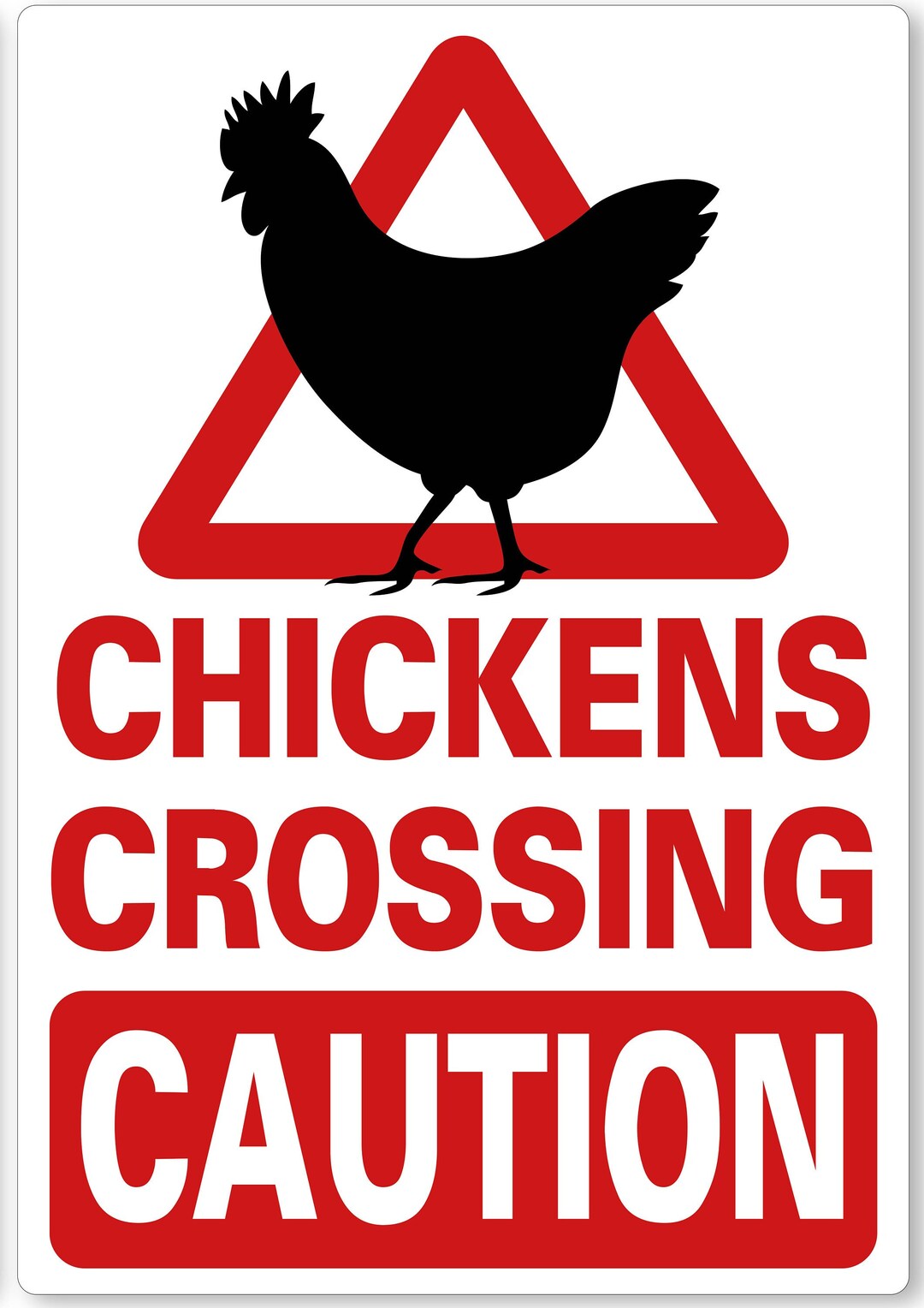 METAL SIGN Chickens Crossing CAUTION Red White Safety - Etsy