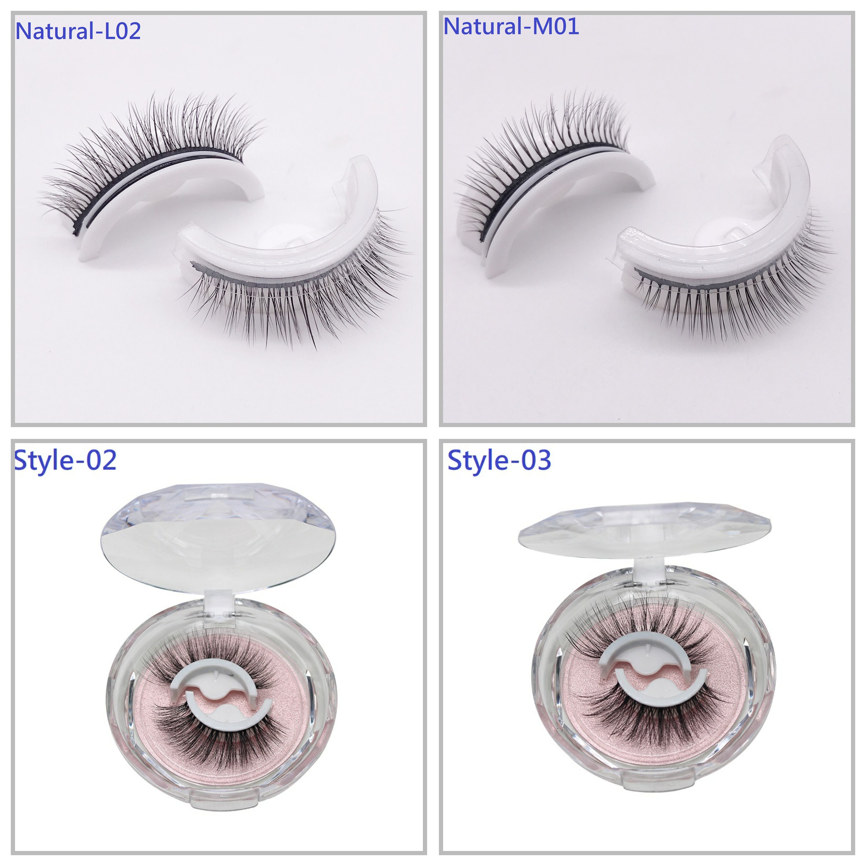 Reusable Self-adhesive Eyelashes Natural Multiple Reversible Glue-free ...