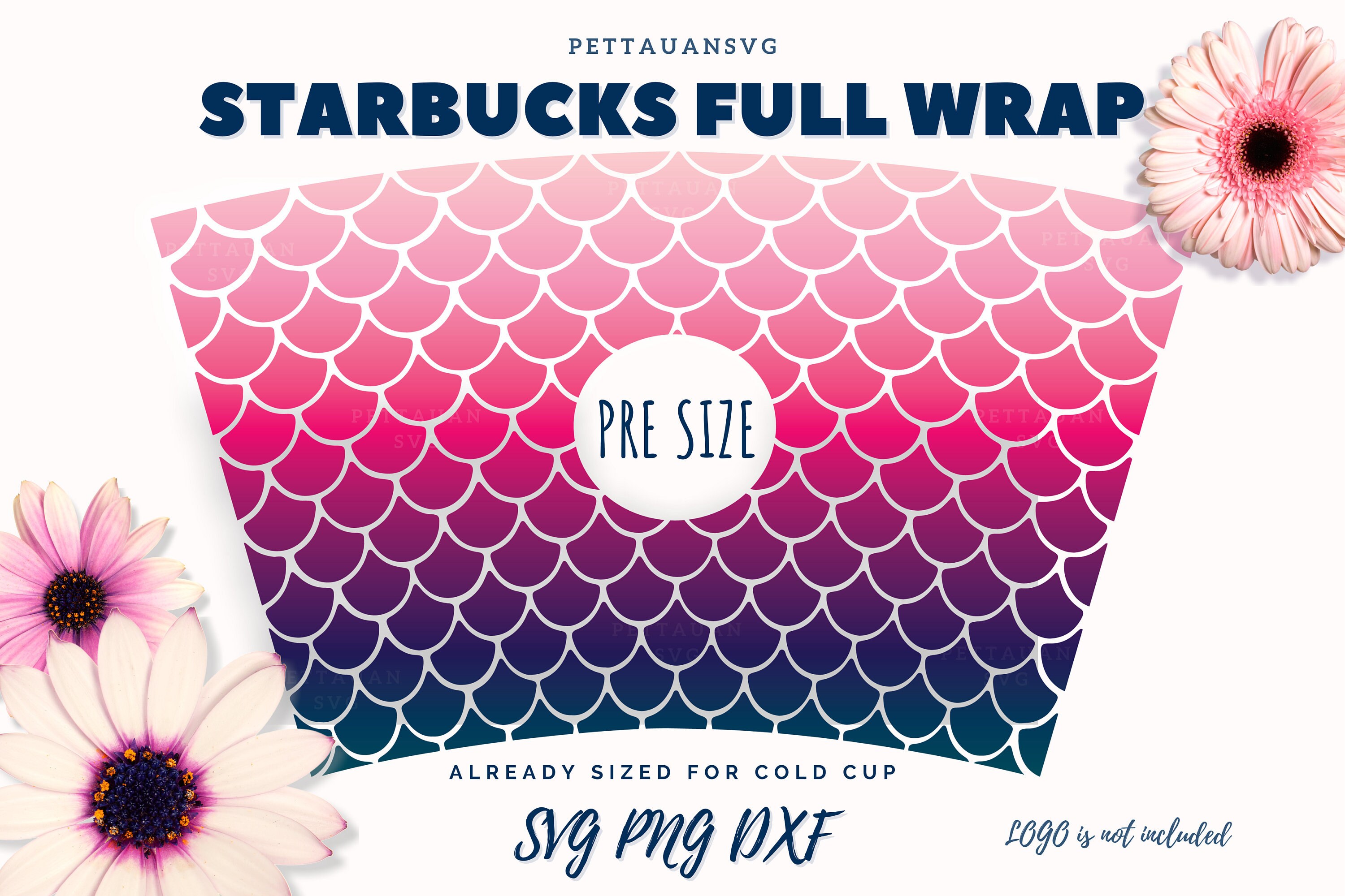 Seamless Full Wrap Mermaid Scales for Starbucks, Mermaid Starbucks Cold ...