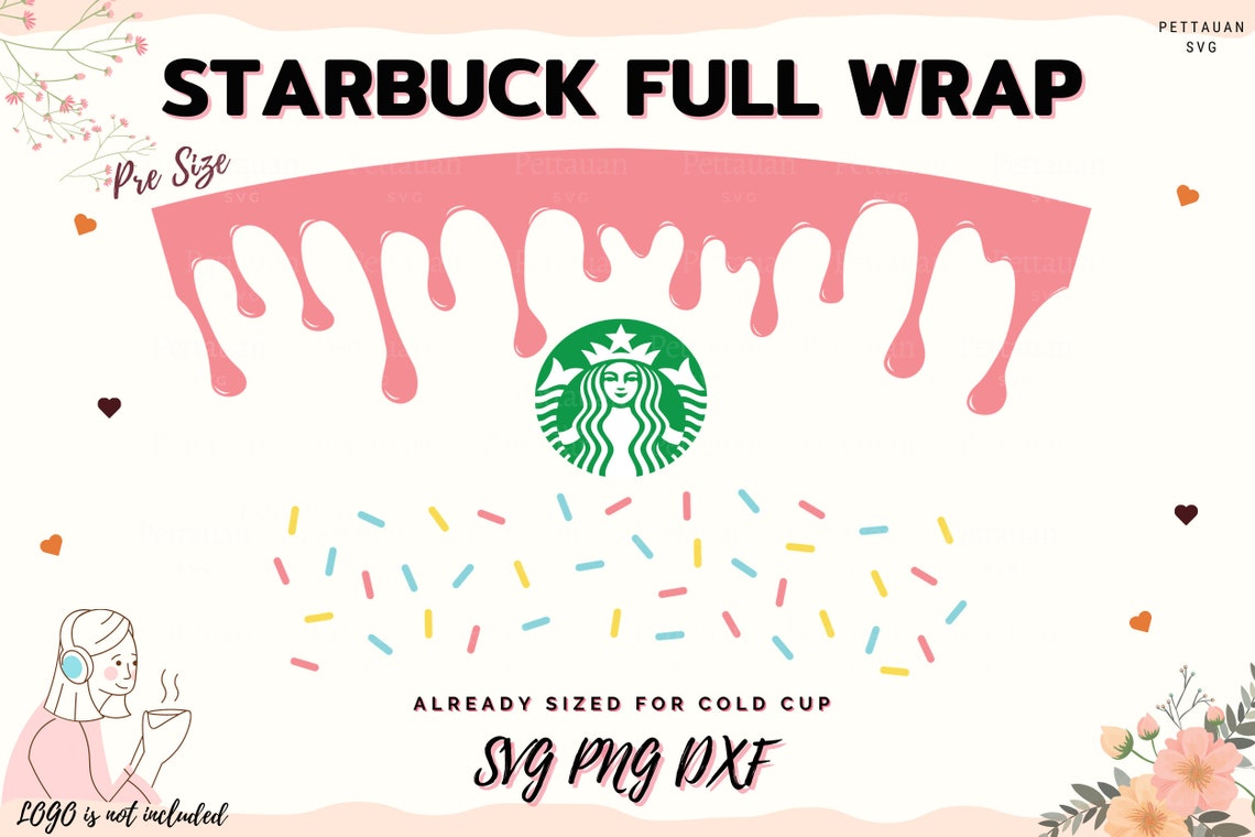 Seamless Full Wrap Donut Drip for Starbucks Strawberry Donut - Etsy