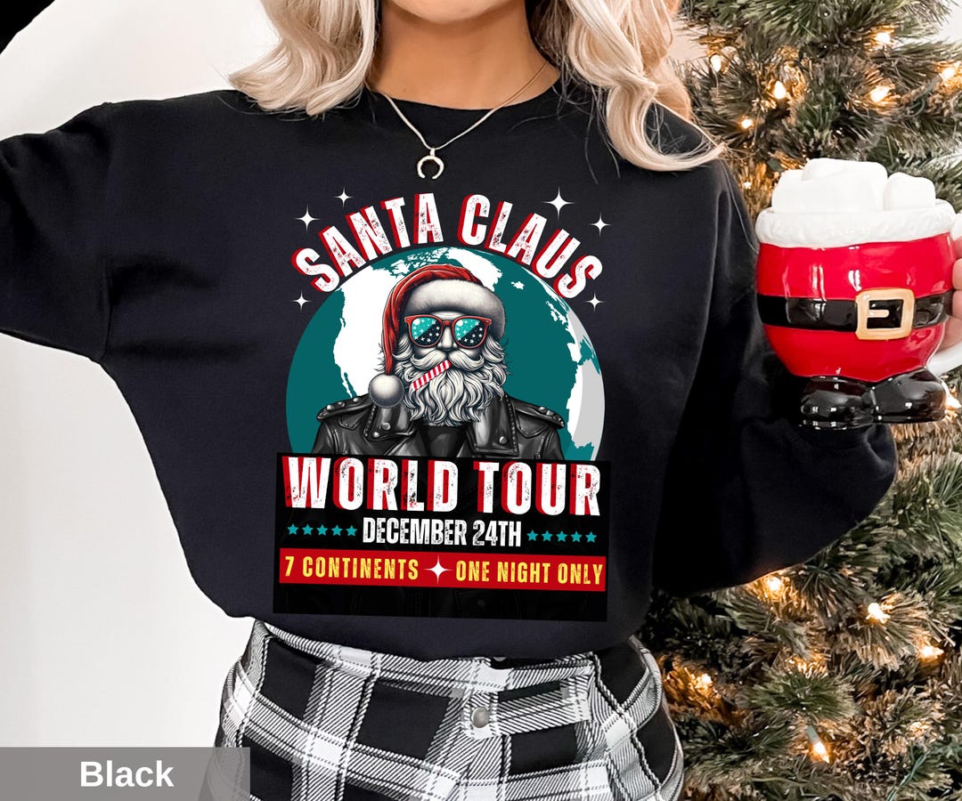 Rock Star Santa World Tour Sweatshirt, Funny Christmas Gift - Etsy