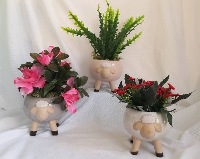 Sheep Planters | Sheep Gift | Faux House Plants | Novelty Flower Pot ...