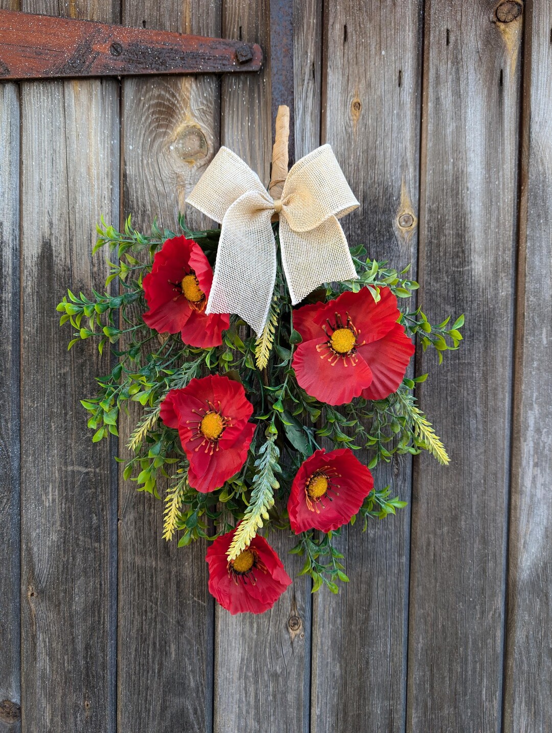 Red Poppy Swag: Summer Autumn Fall Door Decor Wreath - Etsy