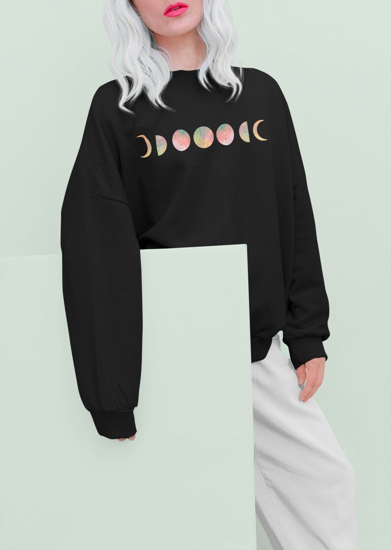 Moon Phases Sweatshirt Indie Clothing Aesthetic Sweatshirt Moon Phase ...