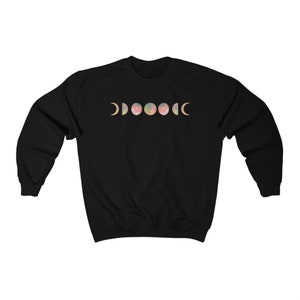 Moon Phases Sweatshirt Indie Clothing Aesthetic Sweatshirt Moon Phase ...