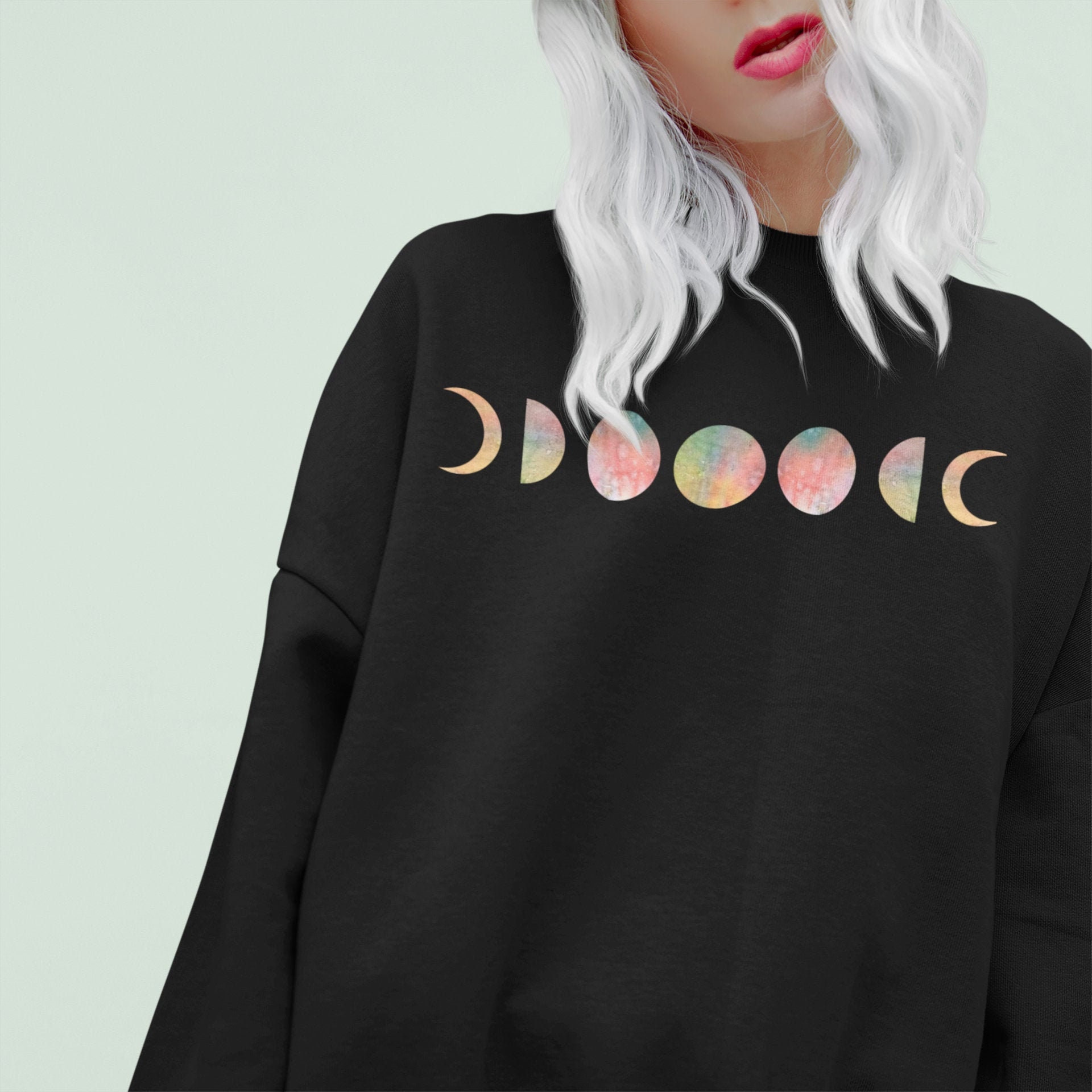Moon Phases Sweatshirt Indie Clothing Aesthetic Sweatshirt Moon Phase ...