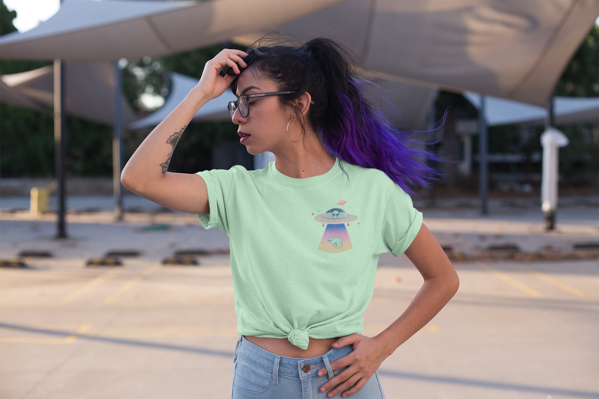 Cat Alien Shirt UFO Kawaii Cat Alien Shirt Women Aesthetic - Etsy