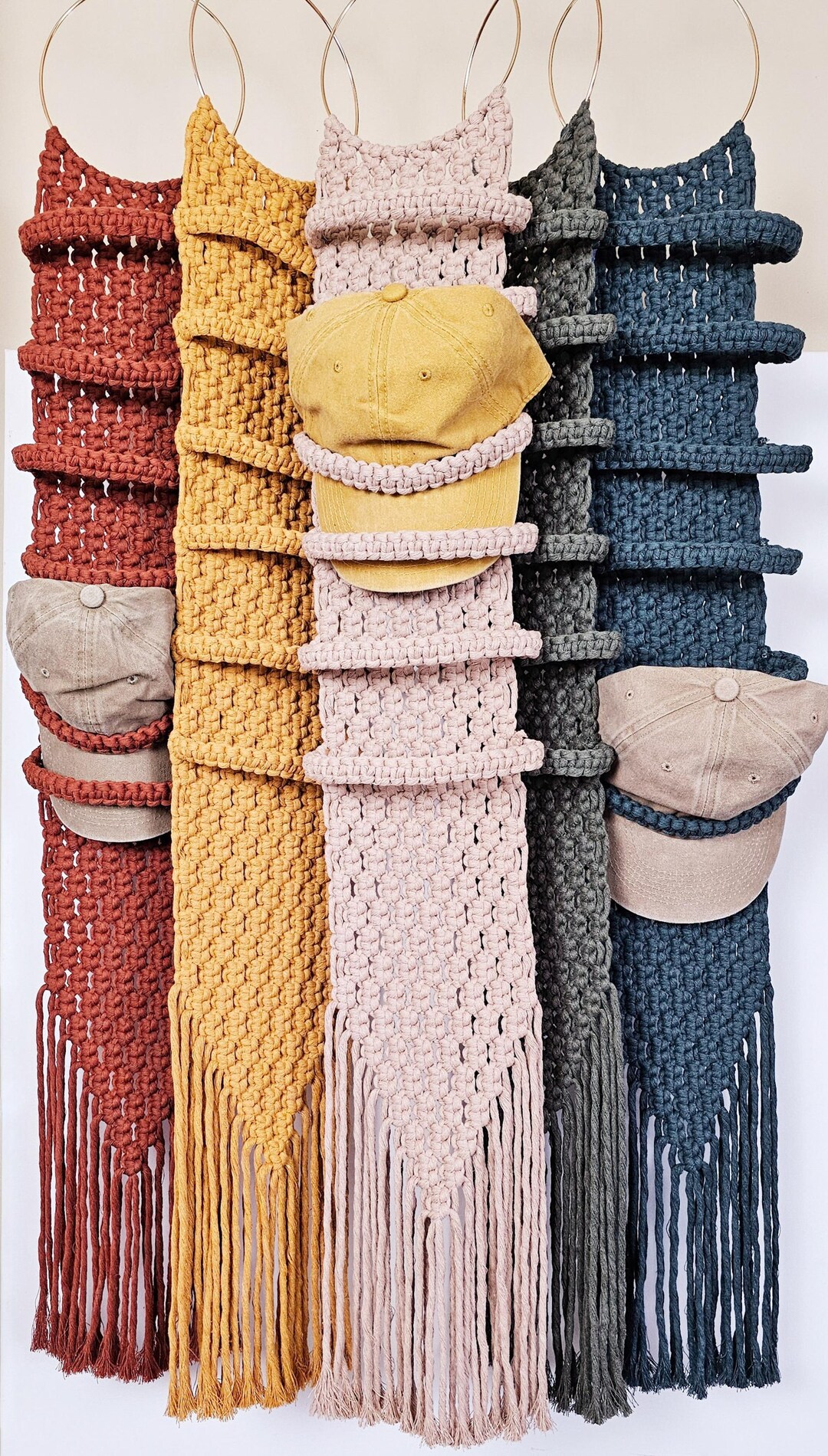Macrame Baseball Cap Hanger for 6 Hats Ready to Ship - Etsy