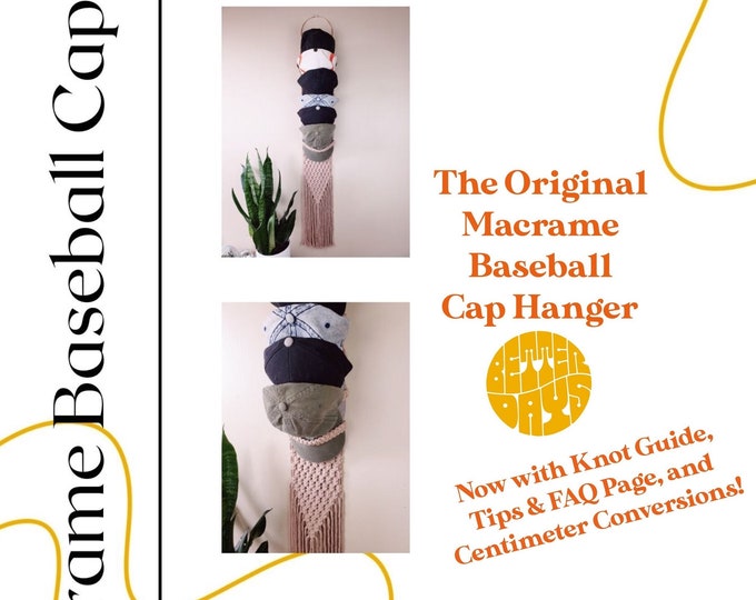 Macrame Baseball Cap Hanger PDF Pattern With Knot Guide / Hanging Hat ...