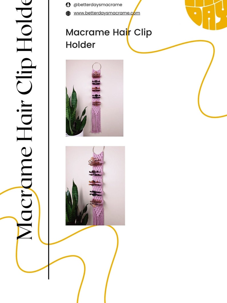 Macrame Hair Clip Holder Digital PDF Pattern - Intermediate Level / NO ...