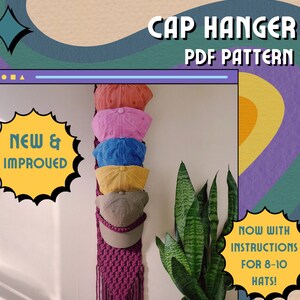 Macrame Baseball Cap Hanger PDF Pattern With Knot Guide / Intermediate ...