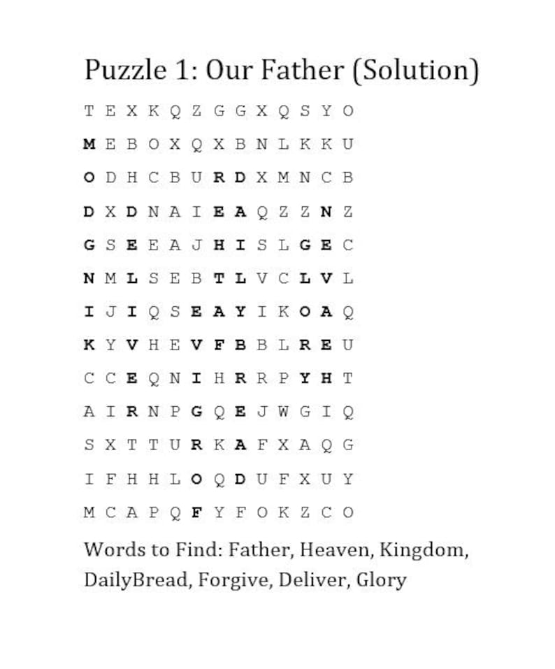 Catholic Prayers Word Search for Kids: 50 Faith Puzzles - Etsy