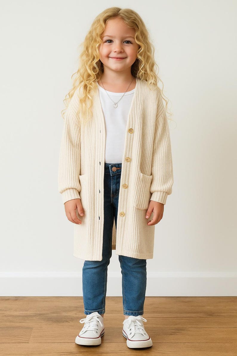 Girls Long Cardigan Printed Sewing Pattern – Paper Pattern (4Y–7Y ...