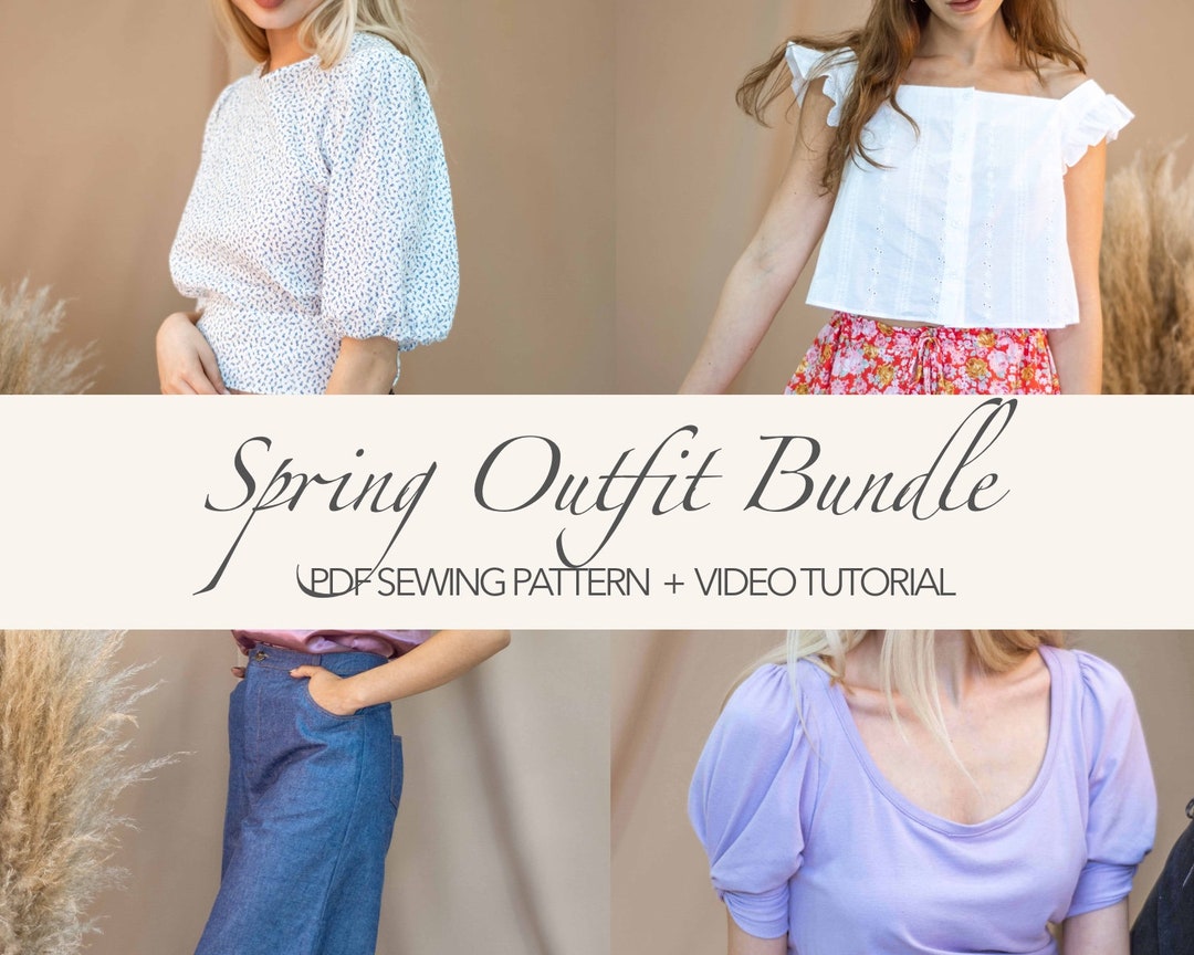 Spring Outfit Sewing Pattern Bundle Women Blouse PDF Pattern Top Sewing ...