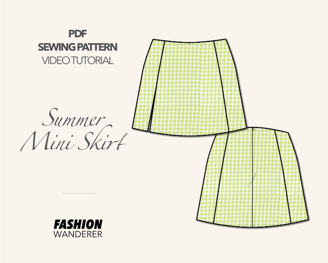 Summer Mini Skirt Sewing Pattern Slit Skirt Pattern Easy Skirt Pattern ...