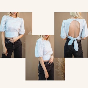 Crop Top Sewing Pattern Vintage PDF Pattern Backless Top Sewing Pattern ...