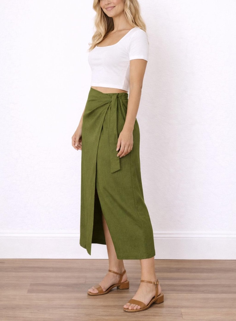 Wrap Side Tie Midi Skirt Printed Sewing Pattern – Paper Pattern (XS ...