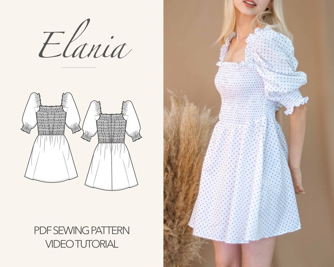 Smock Dress Sewing Pattern Women Dress Pattern Milkmaid Dress Sewing ...