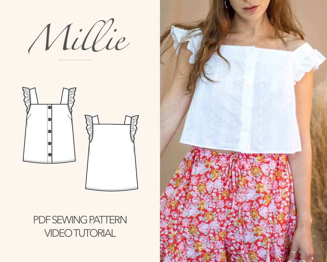 Ruffled Blouse Sewing Pattern Women Blouse Pattern PDF Top Pattern ...