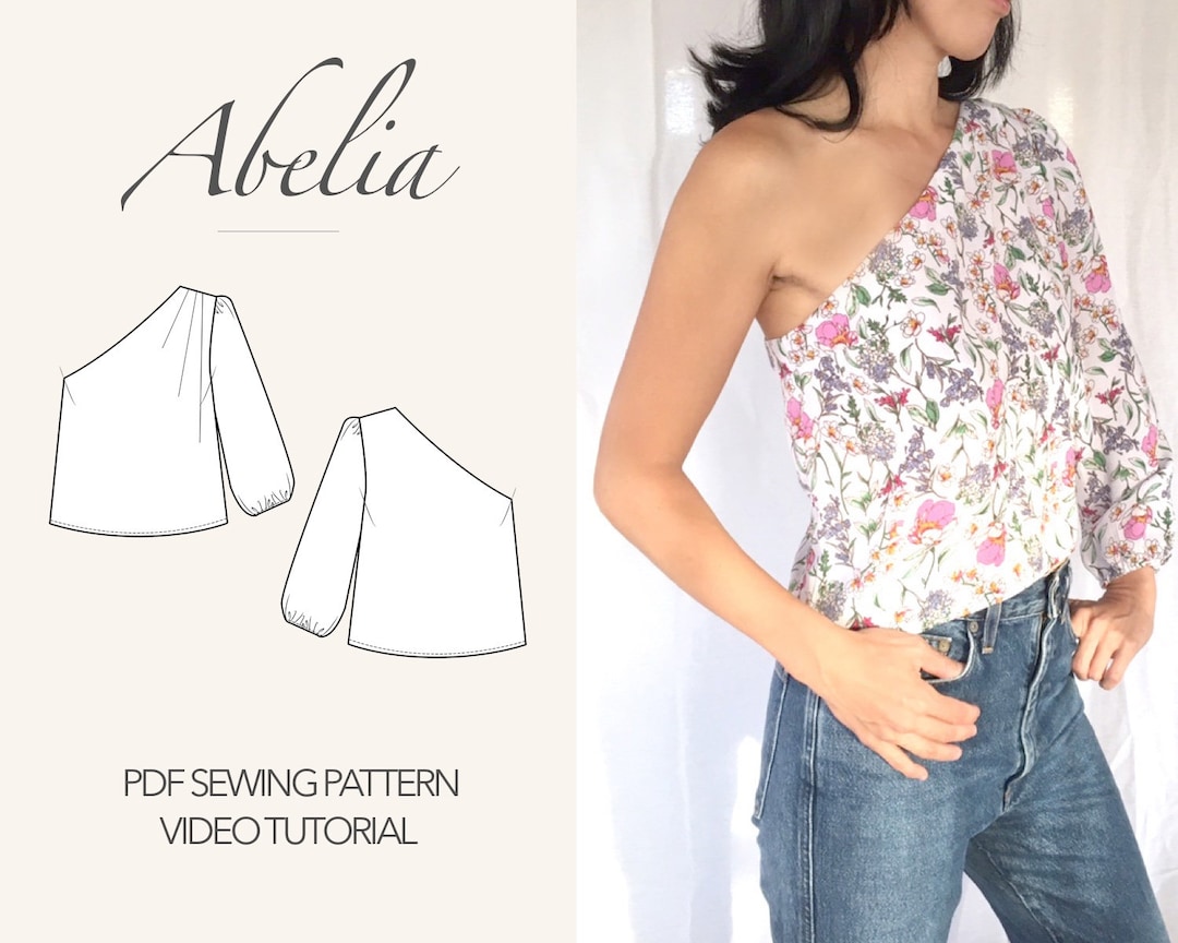 One Shoulder Top Sewing Pattern Women Blouse Pattern PDF Sewing Pattern ...