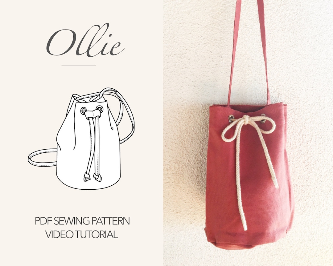 Bucket Bag Sewing Pattern Handbag Pattern Drawstring Purse Sewing ...