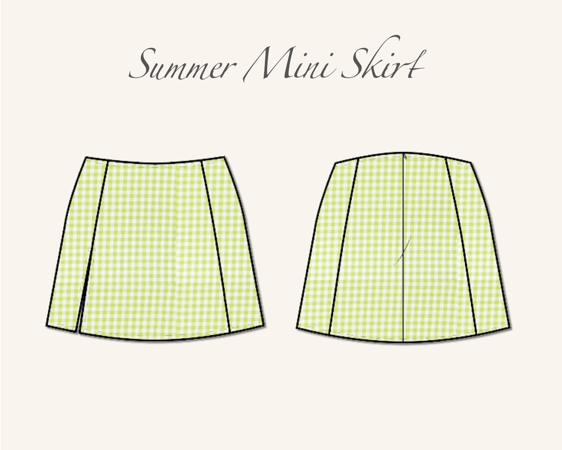 Summer Mini Skirt Sewing Pattern Slit Skirt Pattern Easy Skirt Pattern ...