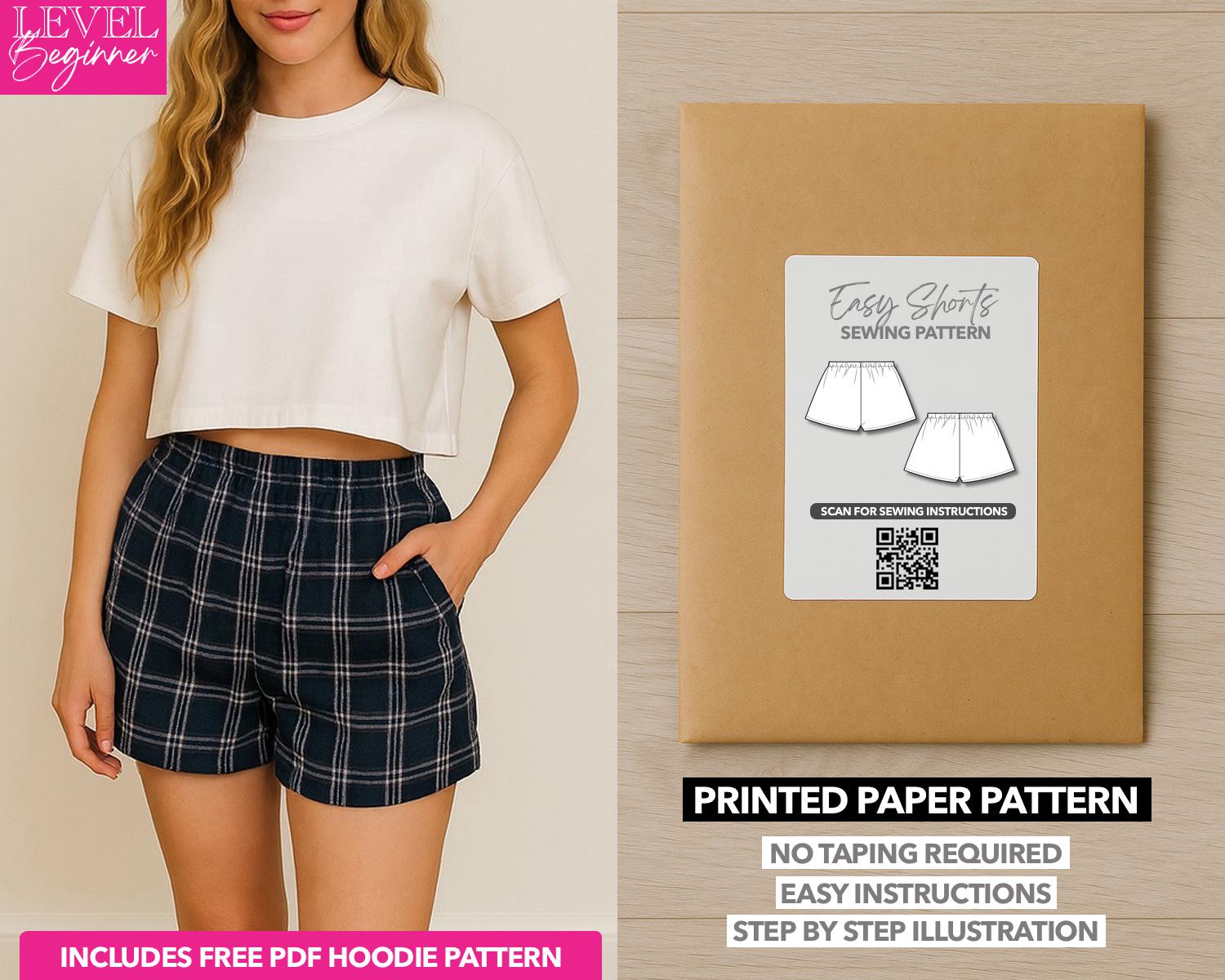 Elastic Shorts Printed Sewing Pattern – Paper Pattern (XS–XXXL) - Etsy