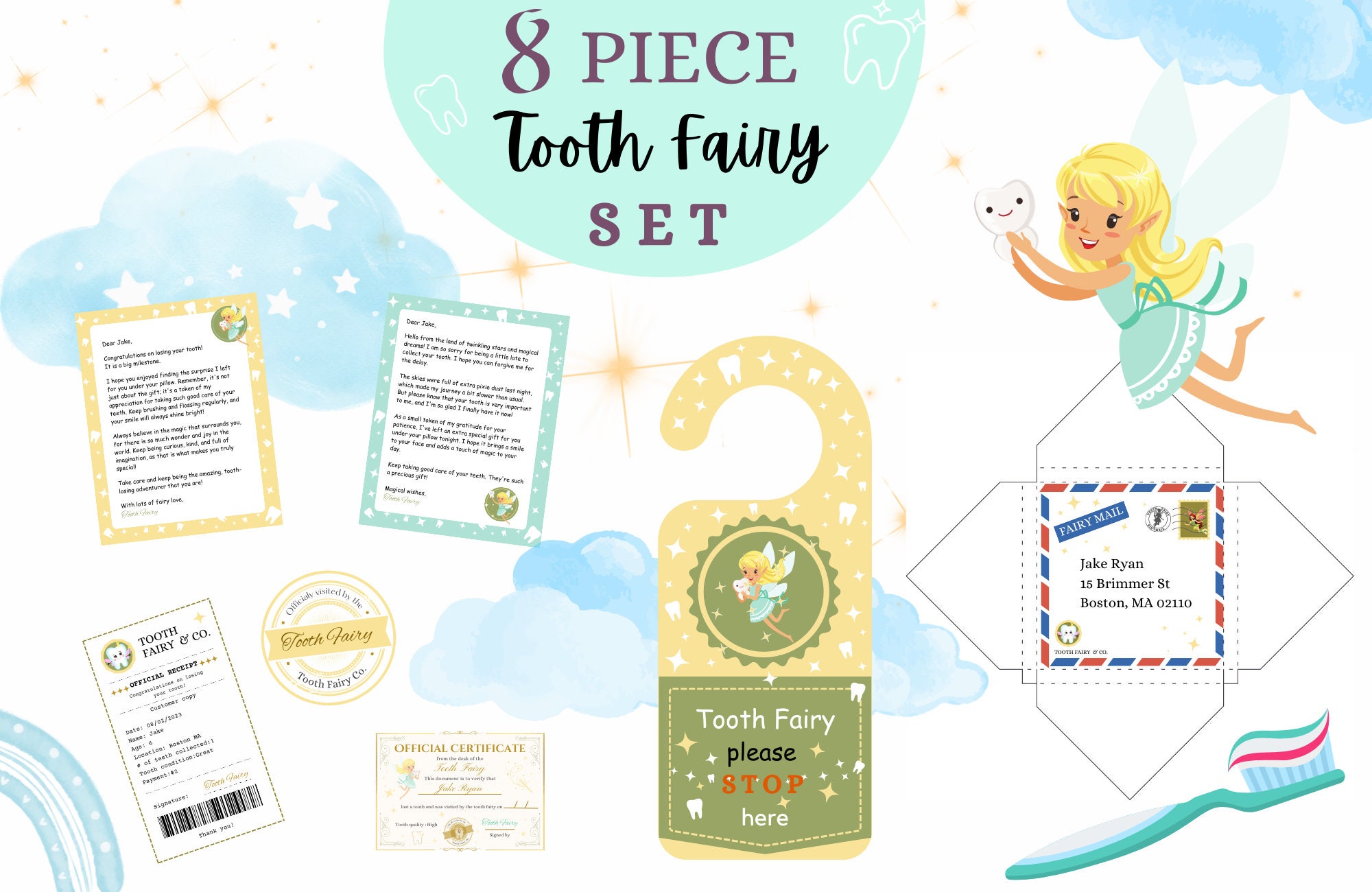 Editable Tooth Fairy Set Tooth Fairy Mini Tiny Letter - Etsy