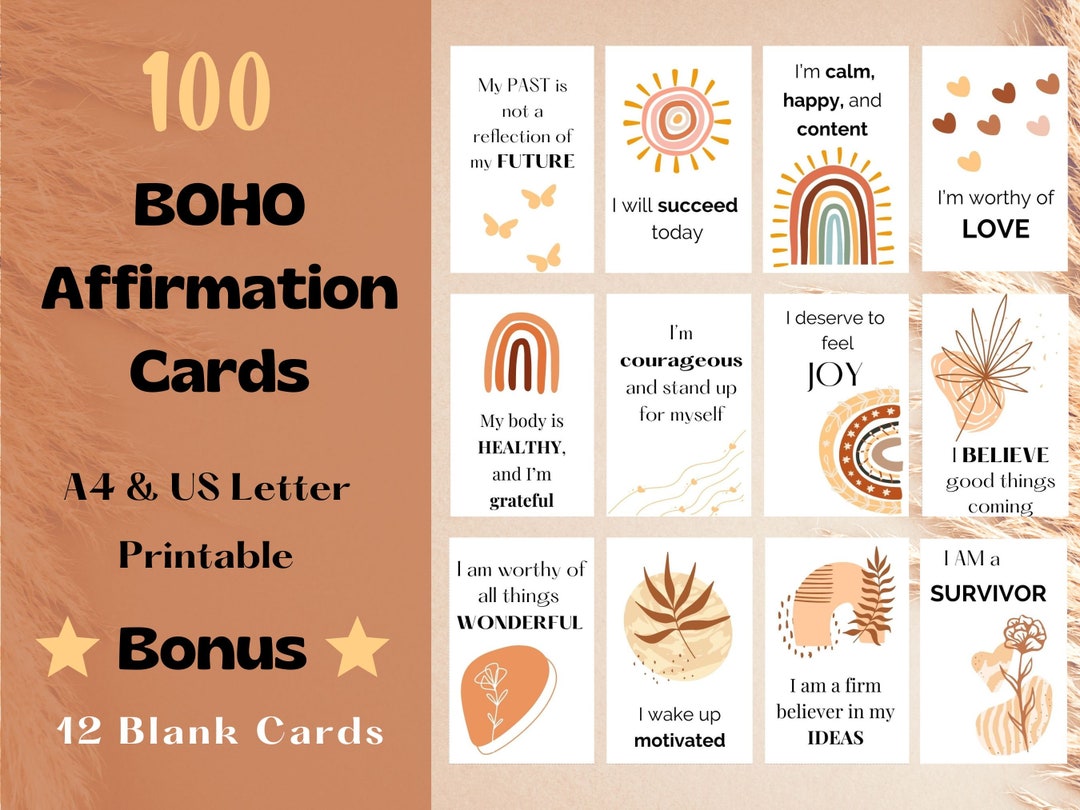 Boho Affirmation Cards Printable Affirmation Cards Boho Affirmations ...
