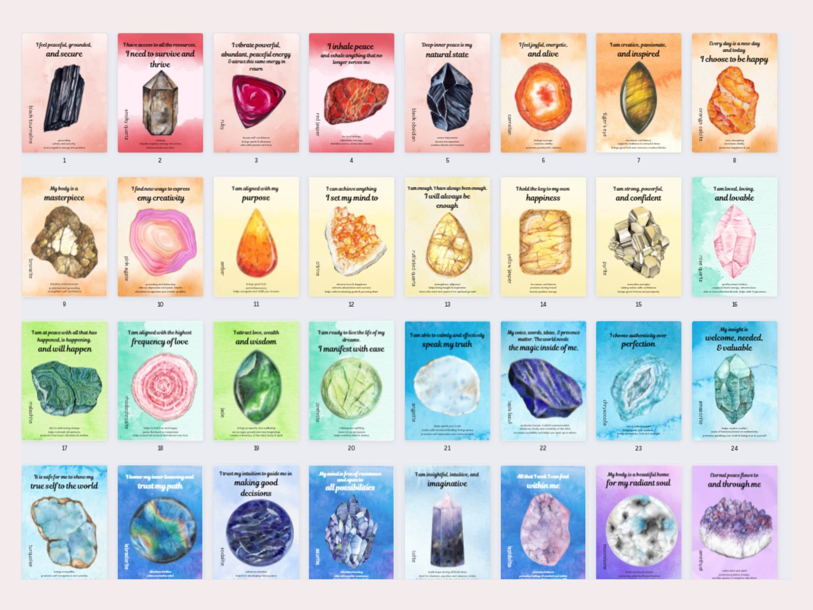 Crystal Chakra Printable Affirmation Cards | Daily Affirmation Cards ...