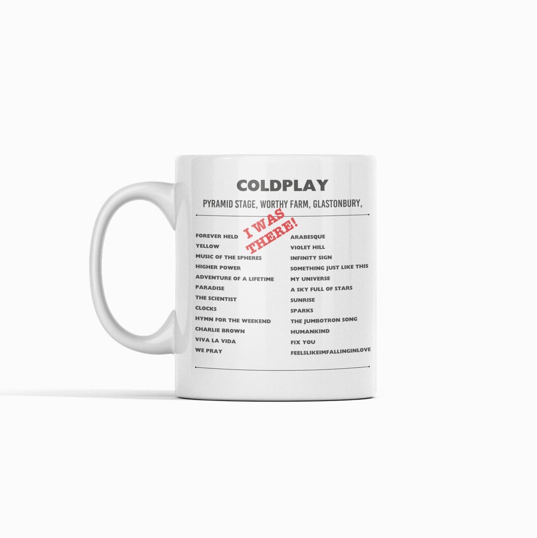 Coldplay Glastonbury 2024 Replica Setlist Mug, Coldplay Gift, Gift for ...