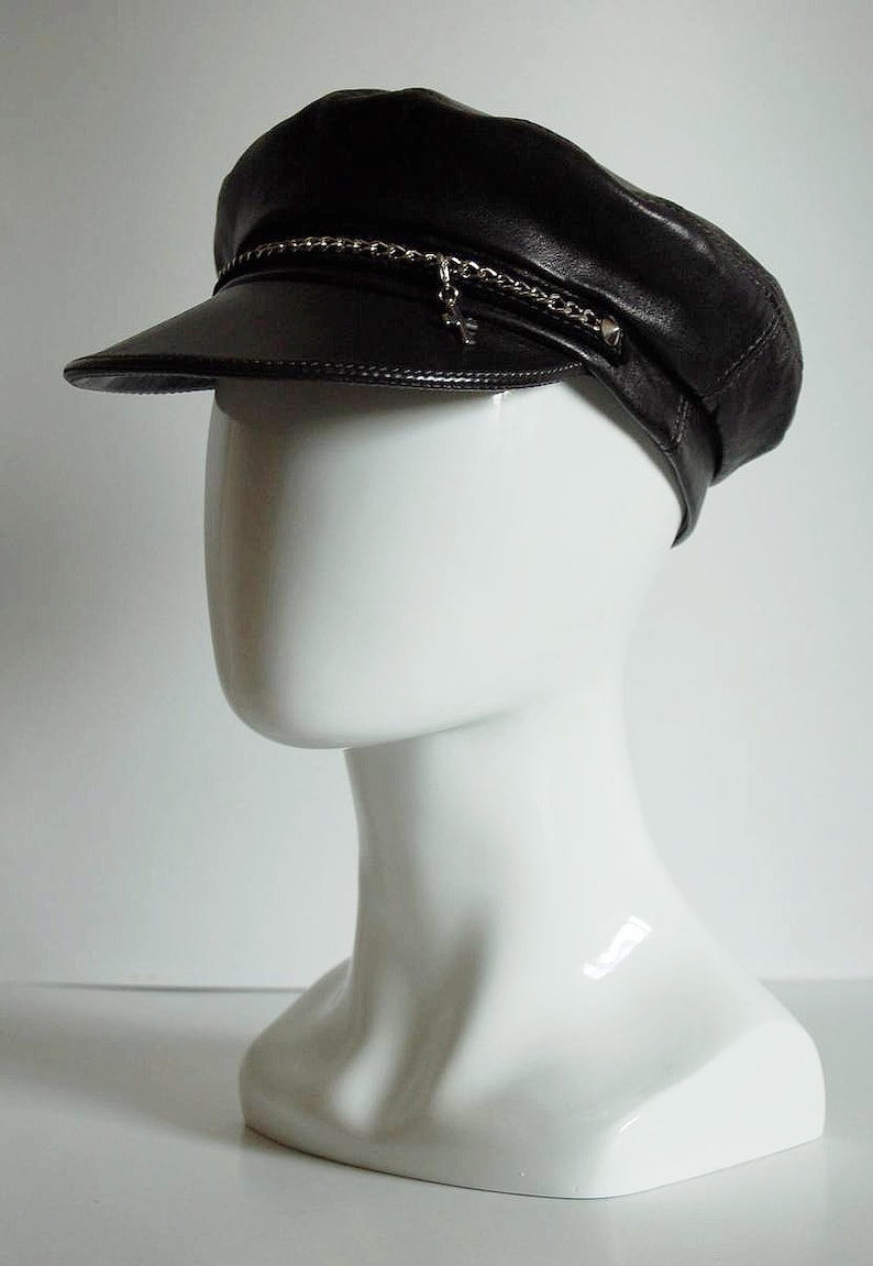 Genuine Leather Newsboy Cap: Unisex Black Bakerboy Fisherman Hat - Etsy