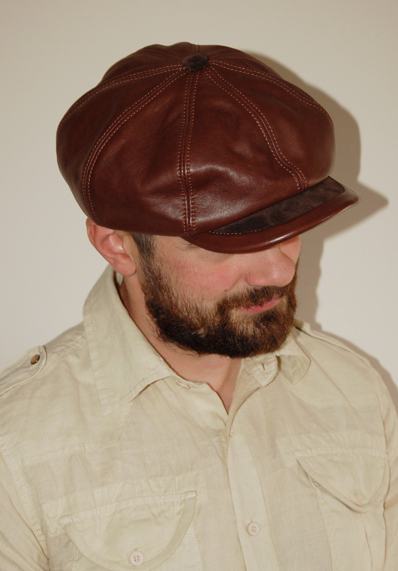 Newsboy Cap,leather Hat,peaky Blinders Cap,brown Genuine Leather 8 ...