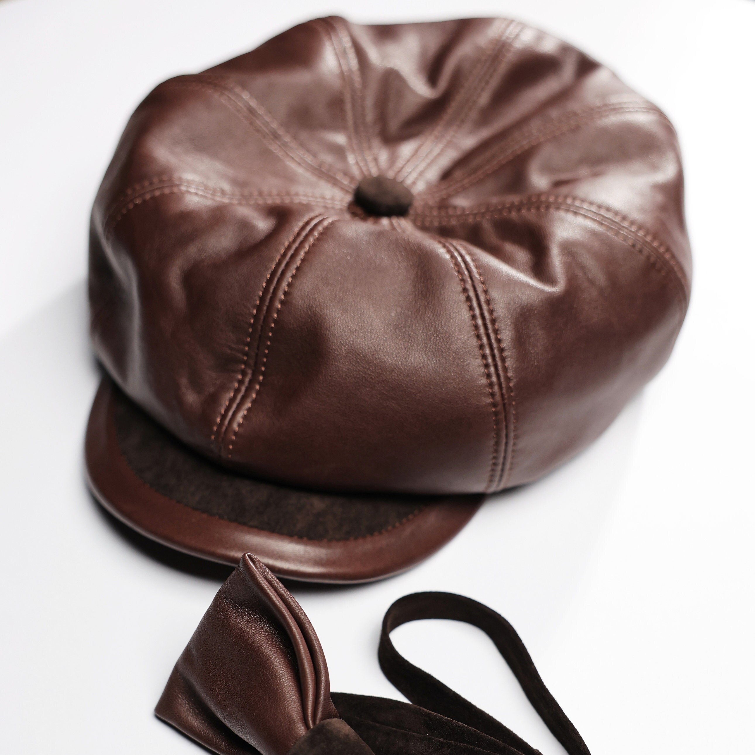 Newsboy Cap,leather Hat,peaky Blinders Cap,brown Genuine Leather 8 ...