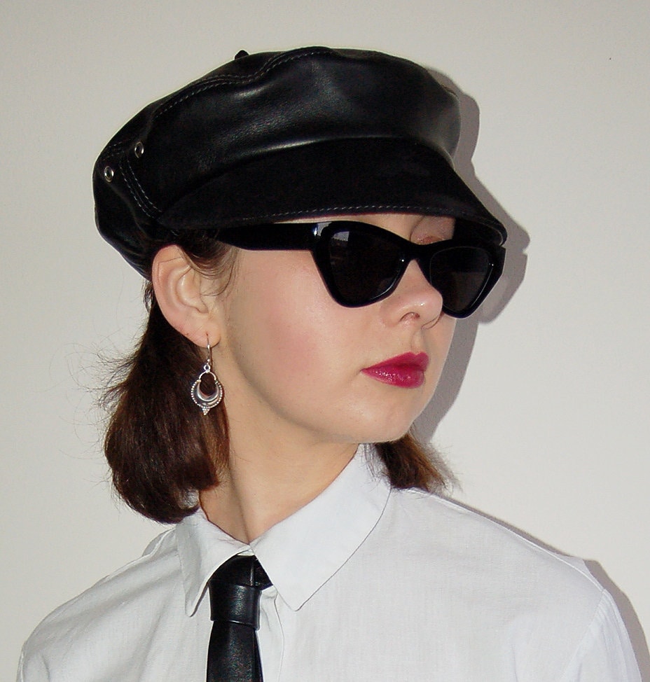 Genuine Leather Beret ,black Beret Cap,leather Hat,bohemian Style,beret ...