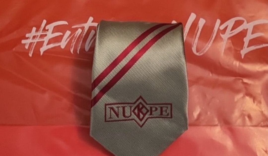 Gray With Red Stripped NUPE Neck Tie - Etsy