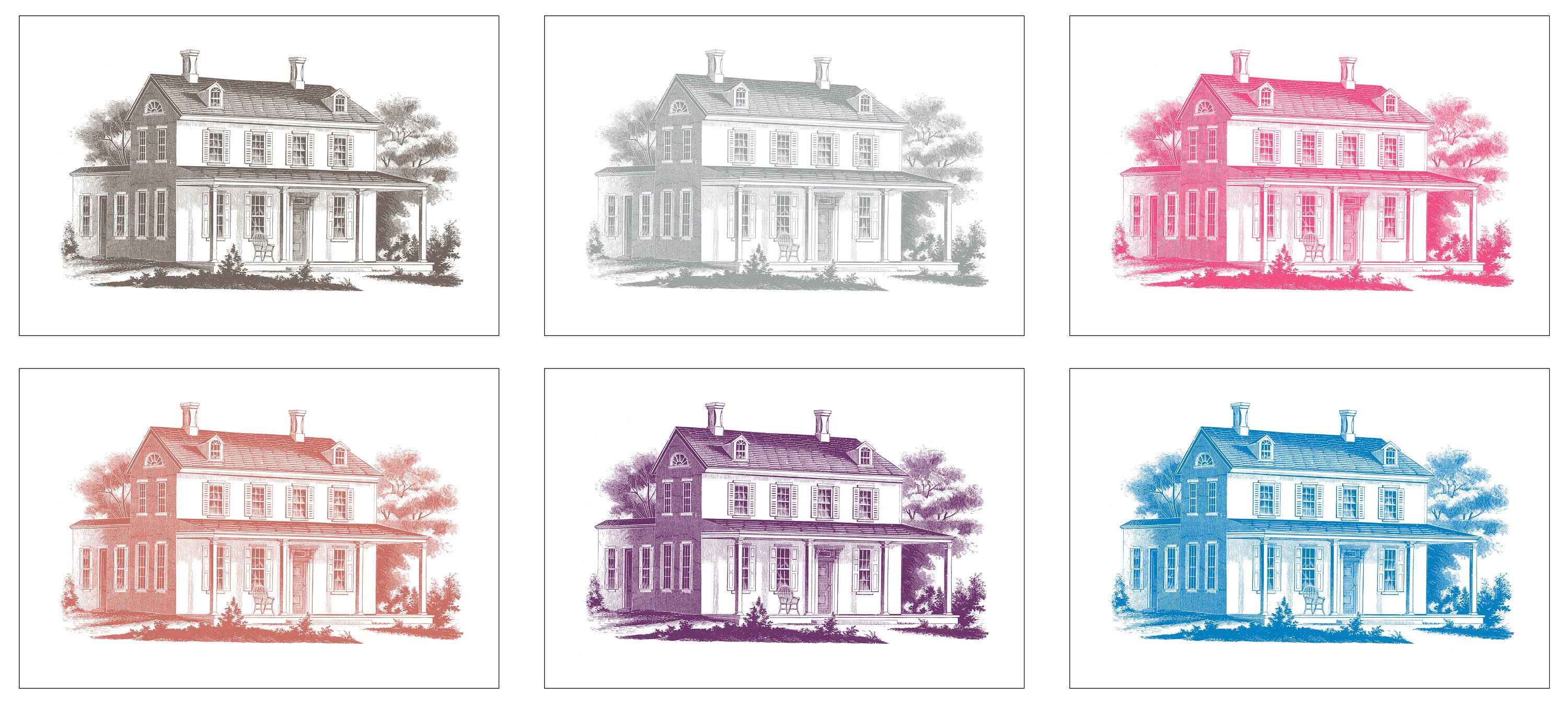 Colonial House Engraving Print - Etsy