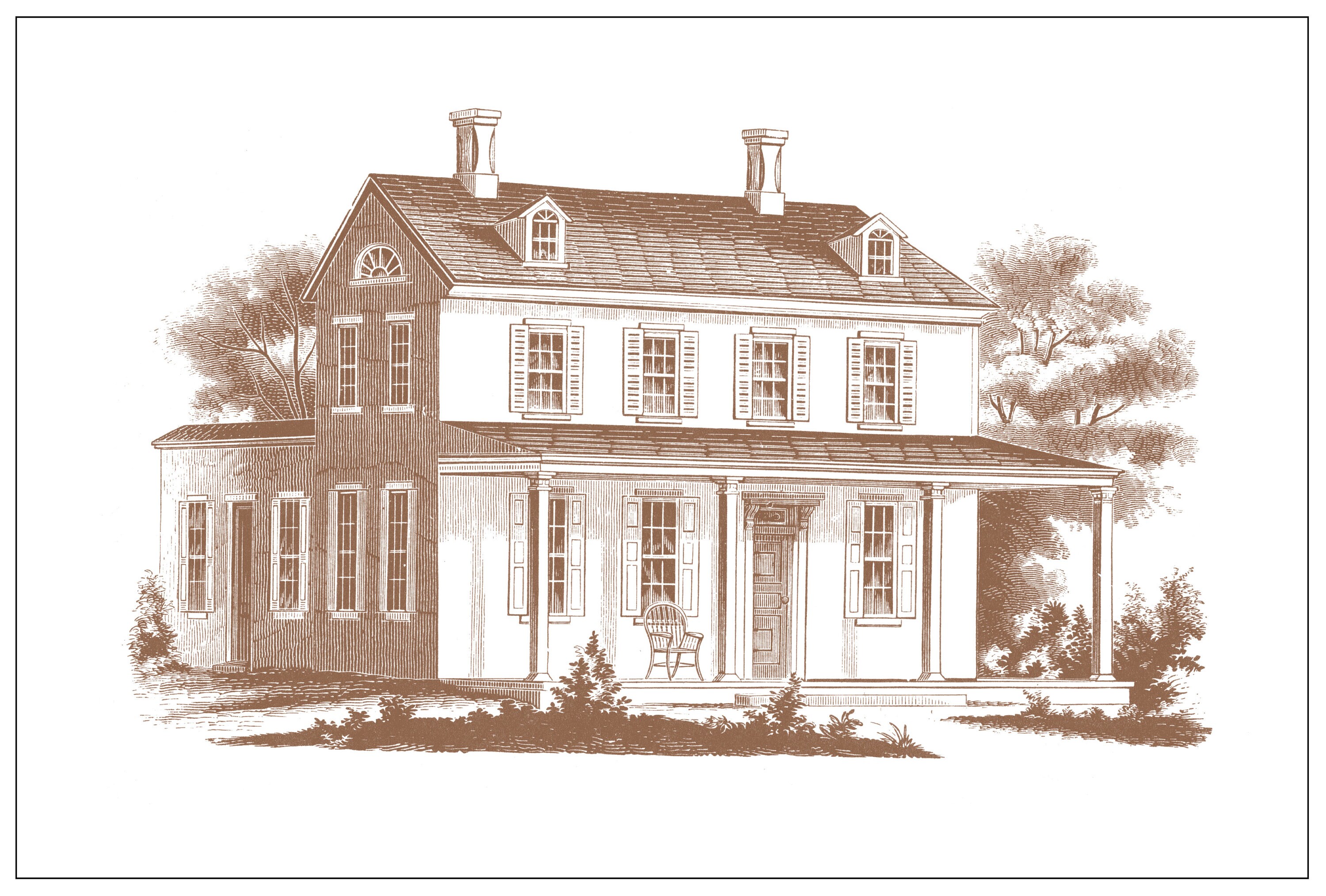 Colonial House Engraving Print - Etsy
