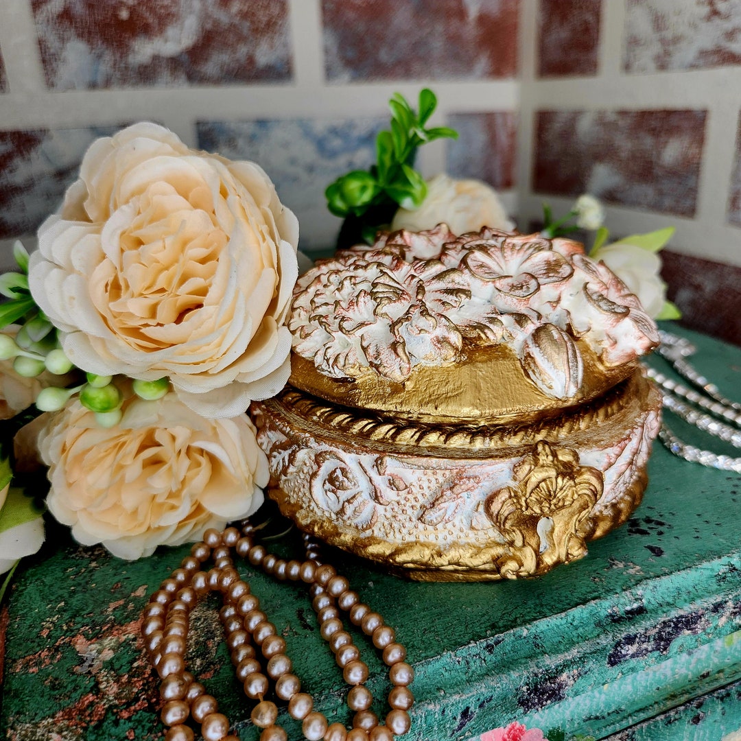 Handmade Handpainted Floral Trinket Box Vintage French Baroque Style ...